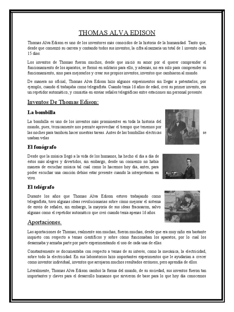 Inventos y Aportaciones de Edison | PDF | Corriente eléctrica ...