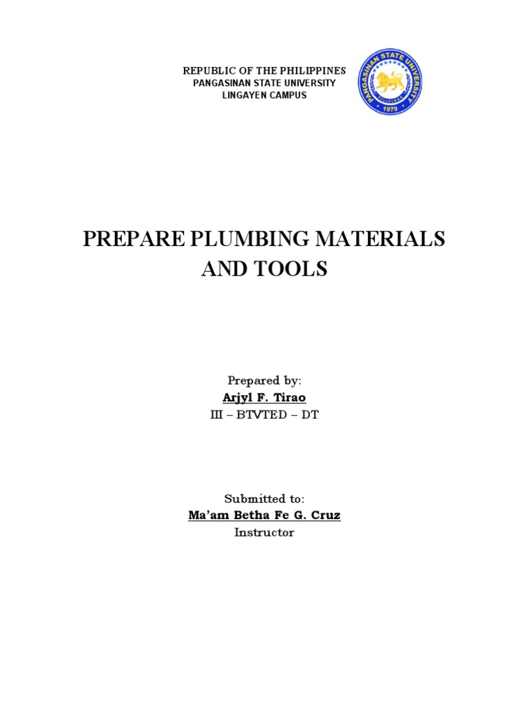 Essential Plumbing Tools and Materials | PDF | Plumbing | Pipe (Fluid ...