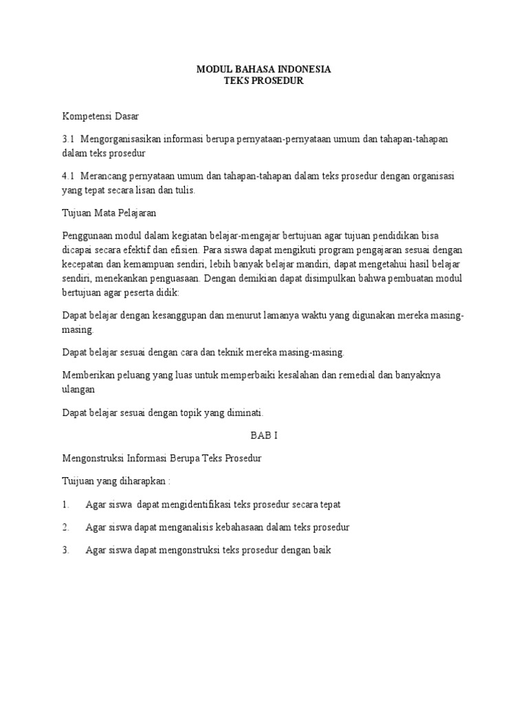 Modul Bhs Indo Teks Prosedur | PDF