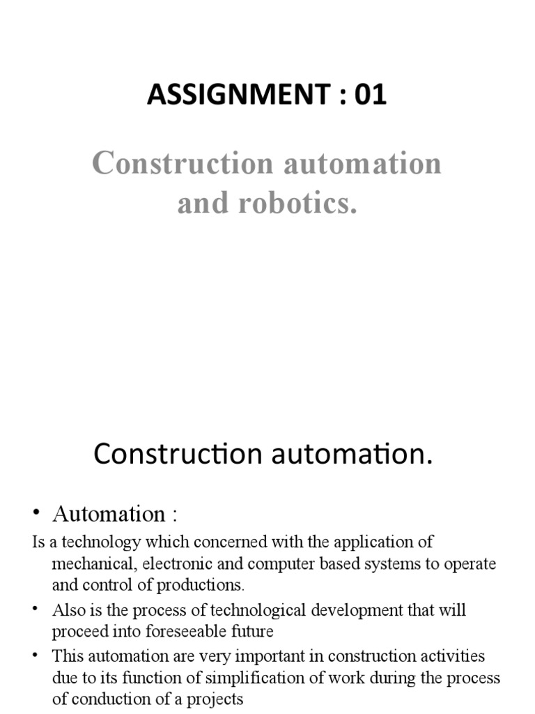Construction Automation and Robotics | PDF | Automation | Robotics