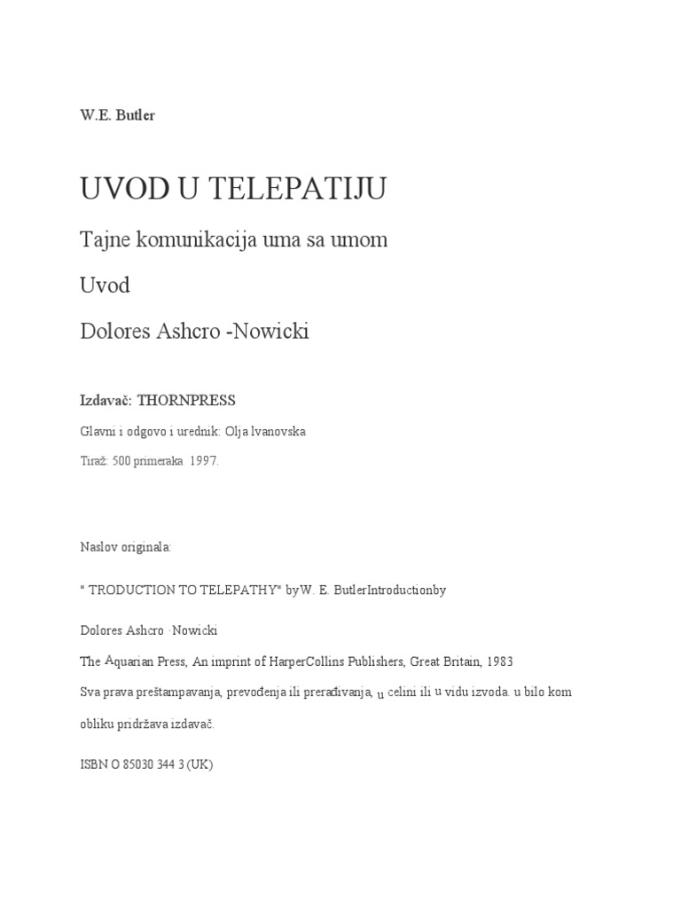 Introduction To Telepathy | PDF