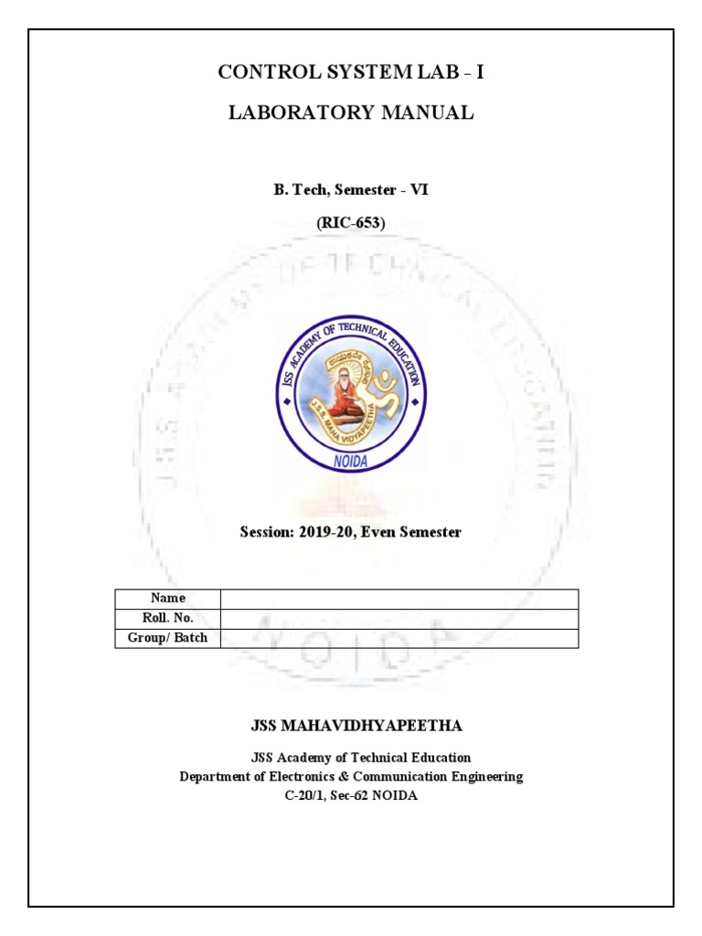 RIC - 653 - Control Sys Lab-I | PDF | Control Theory | Matlab