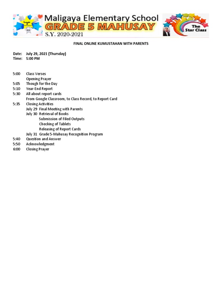 Final Online Kumustahan With Parents | PDF