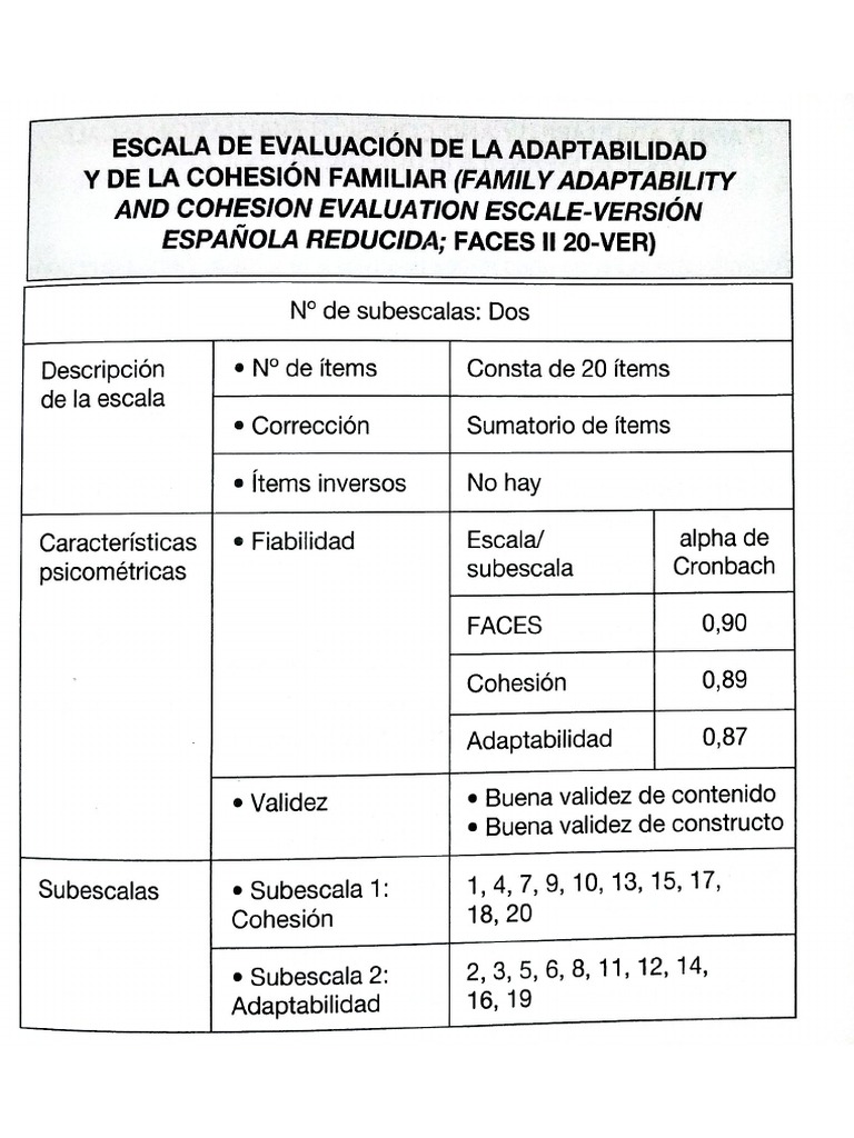 Escalas de Evaluación de Familia | PDF