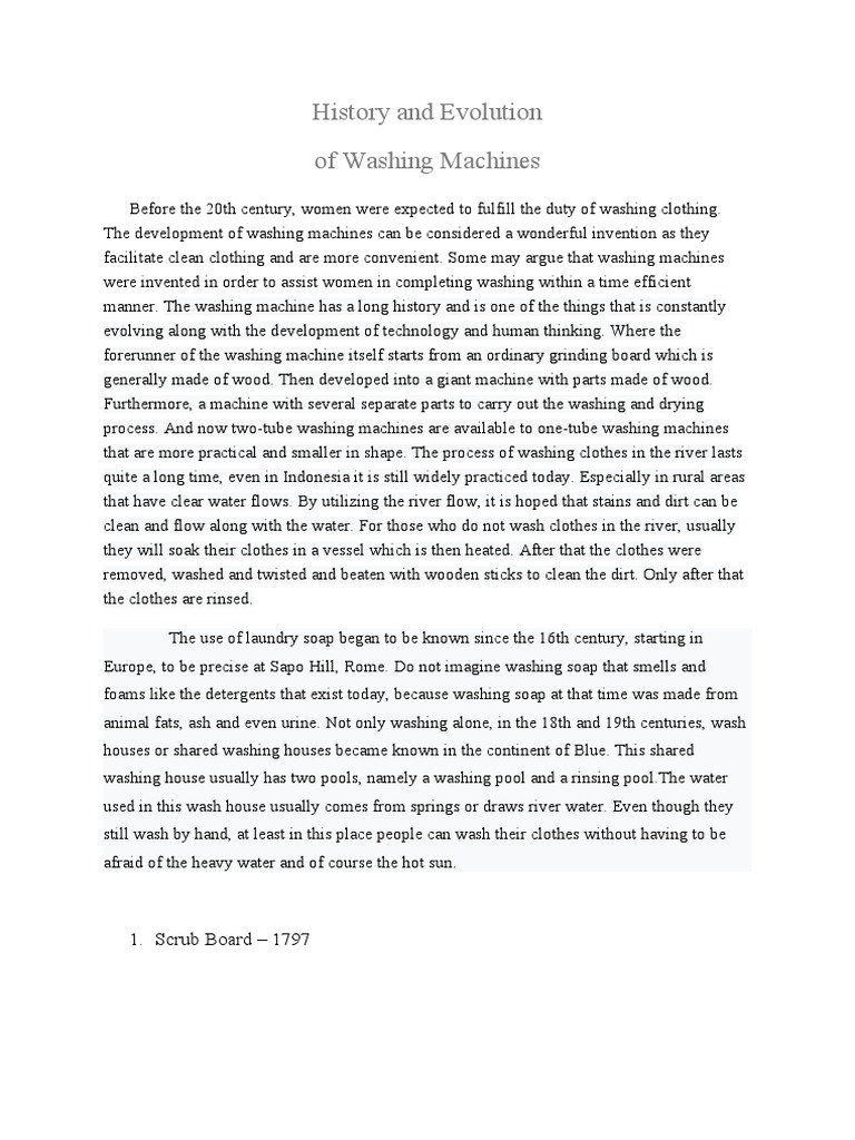 History and Evolution of Washing Machines - Natasya Wulandari | PDF ...