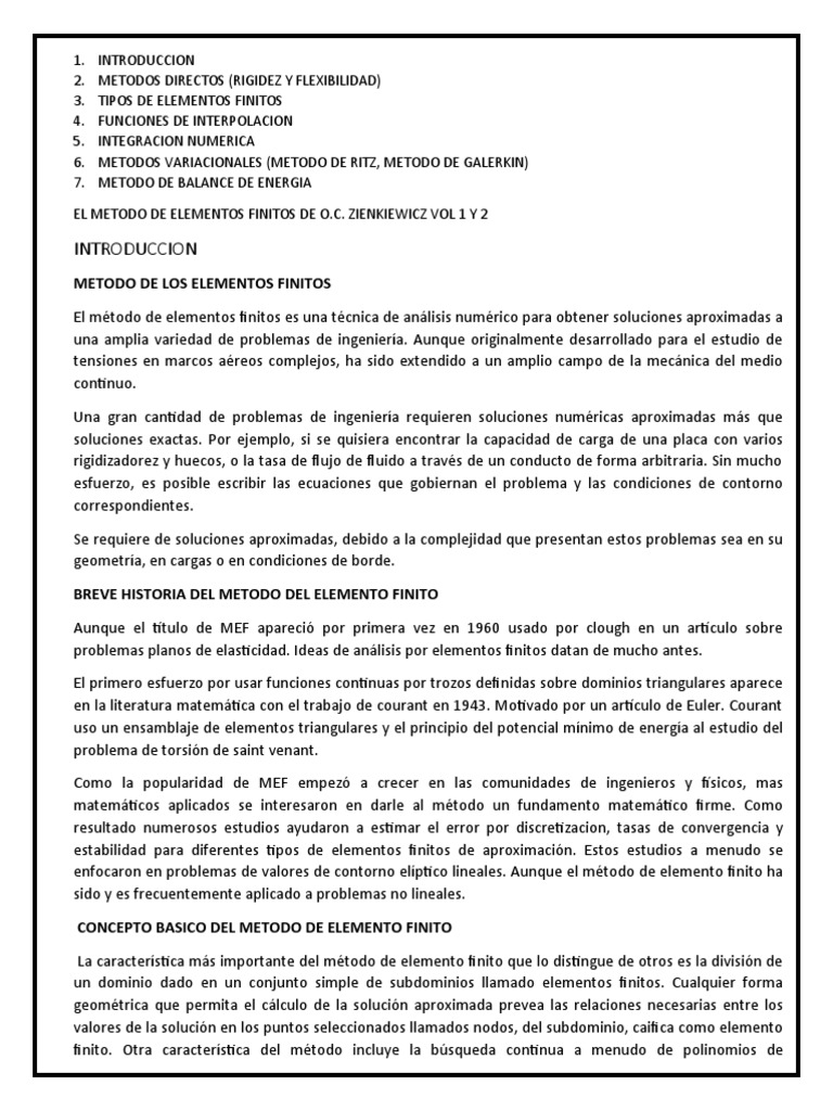 Introducción al Método de Elementos Finitos | PDF | Método de elementos ...