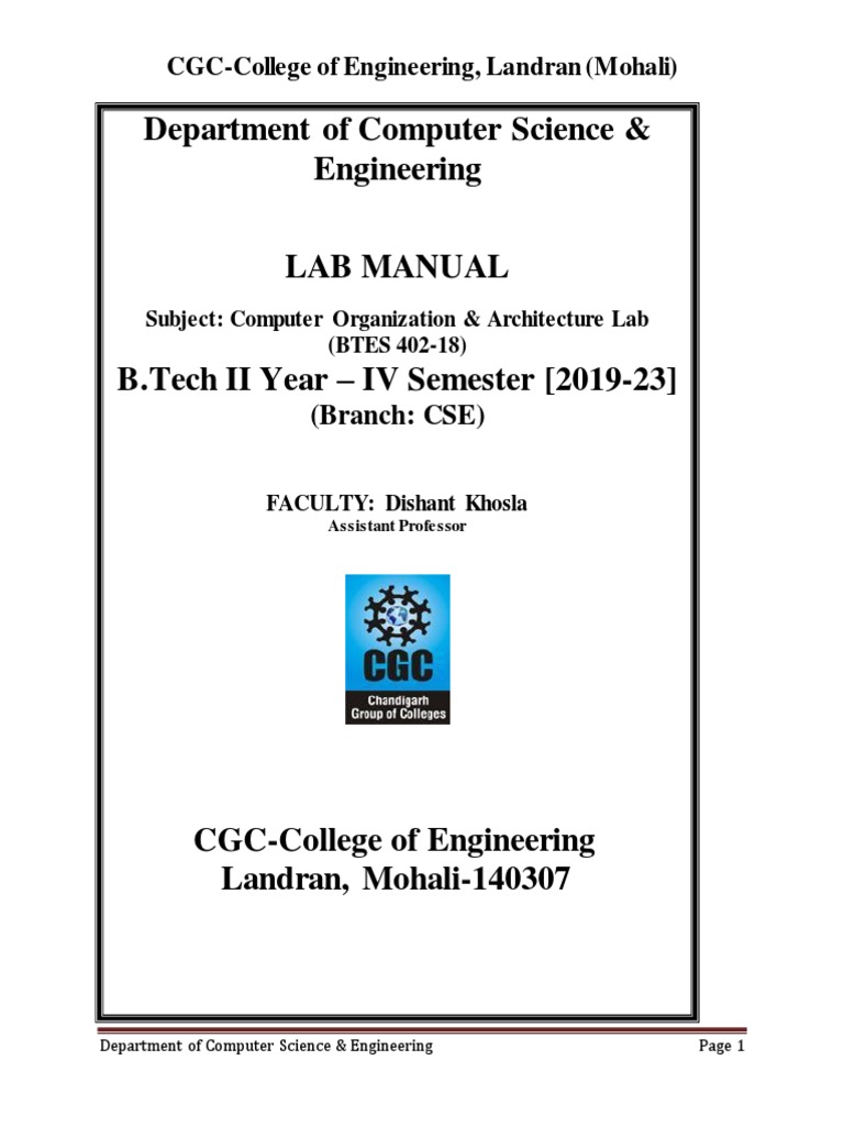 Coa Lab Manual | PDF | Digital Electronics | Computer Engineering