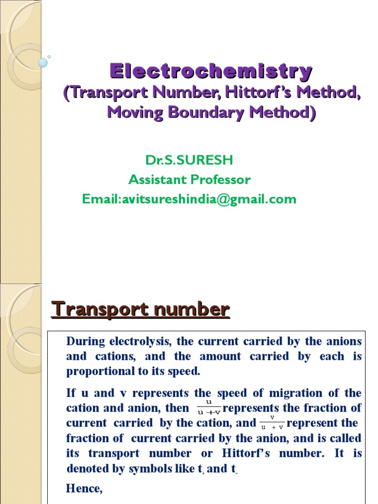 Determination of Ion Transport Numbers Through Hittorf's Method and the ...