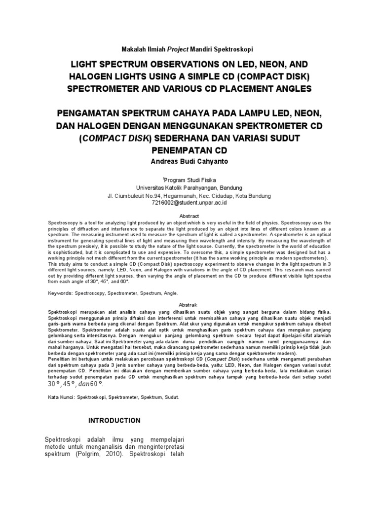Laporan Perkembangan 3 - Makalah Spektroskopi - Andreas Budi Cahyanto ...