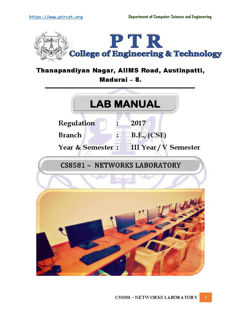 CS8581 - Computer Networks Lab (PTR@9119) Manual | PDF | Domain Name System | Ip Address