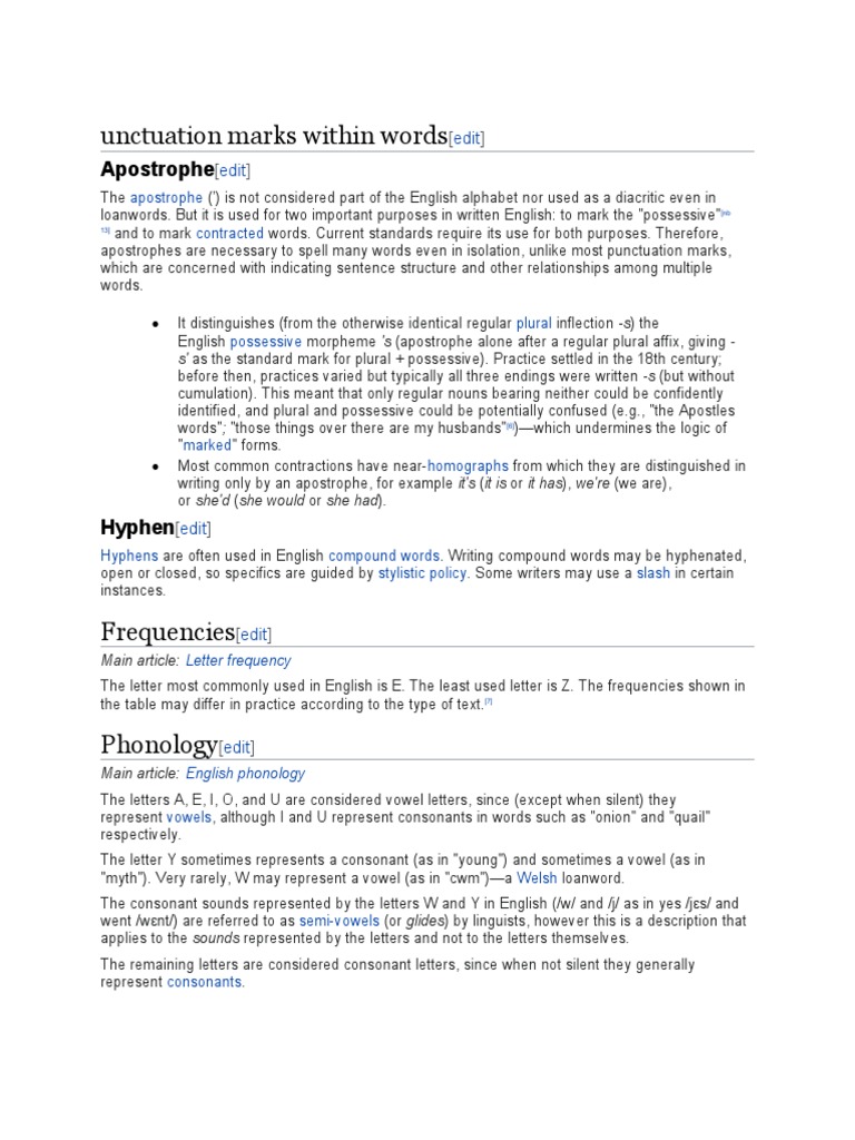 Unctuation Marks Within Words: Apostrophe | PDF | Latin Script ...