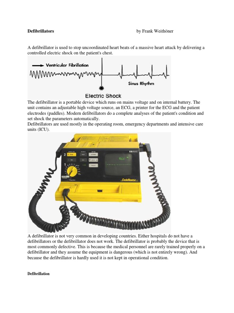 Defibrillators: Defibrillation | PDF | Rechargeable Battery | Capacitor