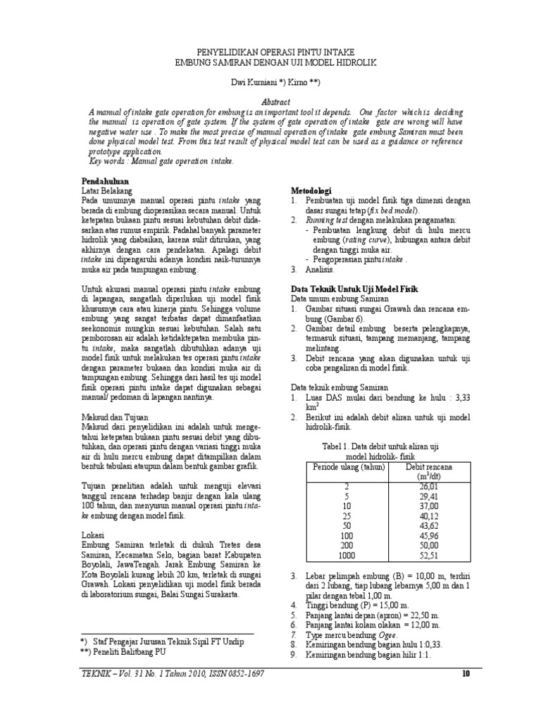 Penyelidikan Operasi Pintu Intake | PDF