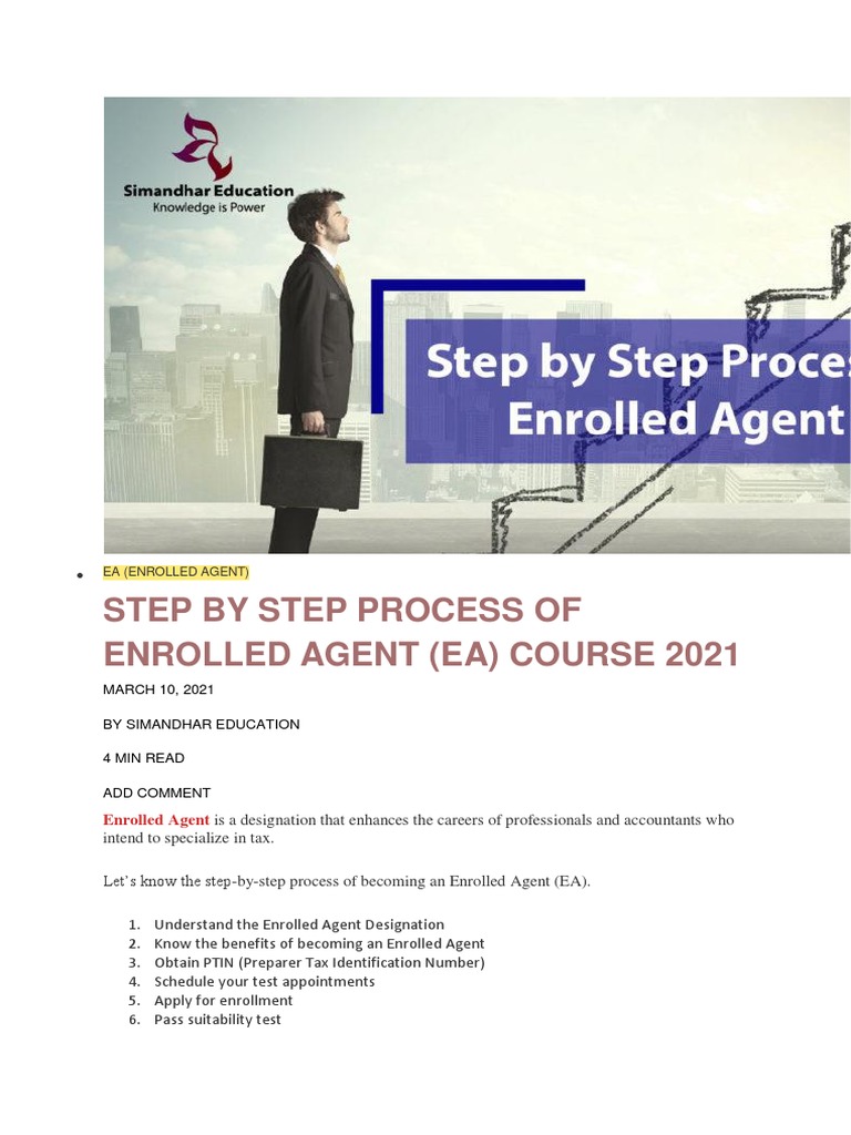 Step by Step Process of Enrolled Agent (Ea) Course 2021 | PDF