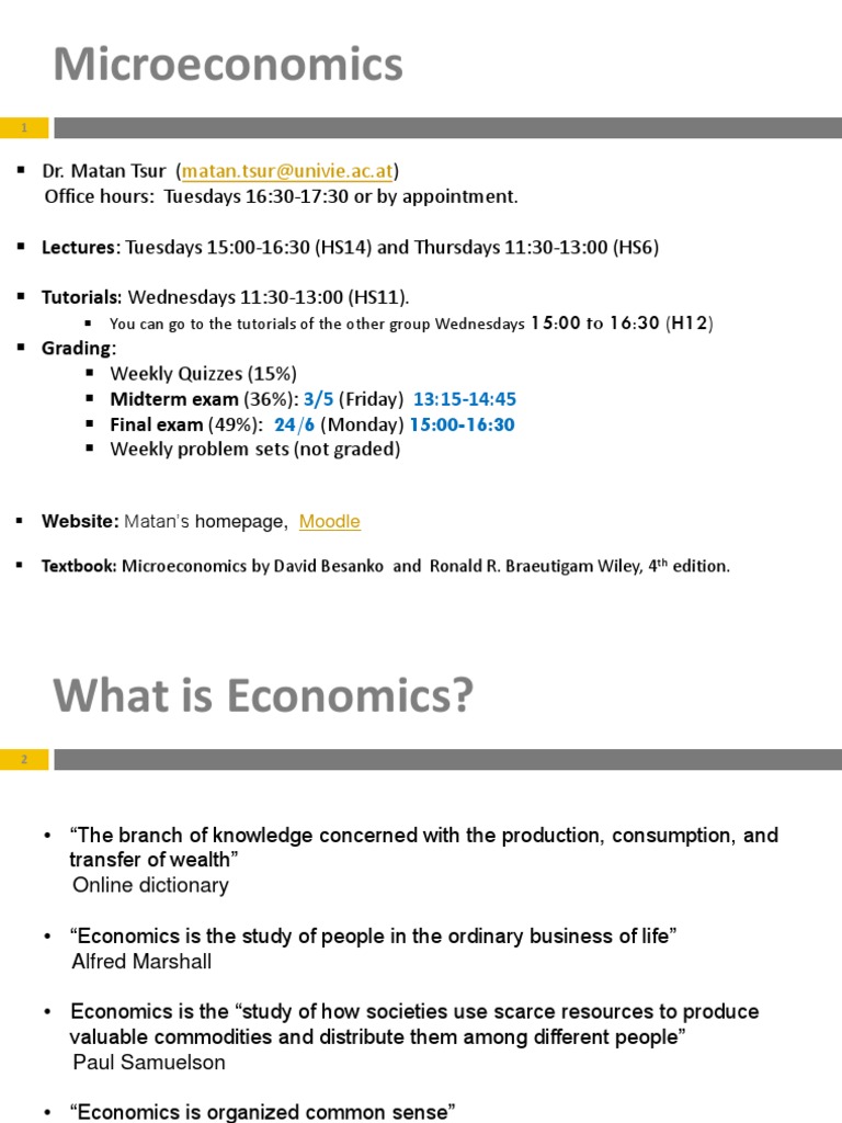 Microeconomics: Matan - Tsur@univie - Ac.at | PDF | Microeconomics ...