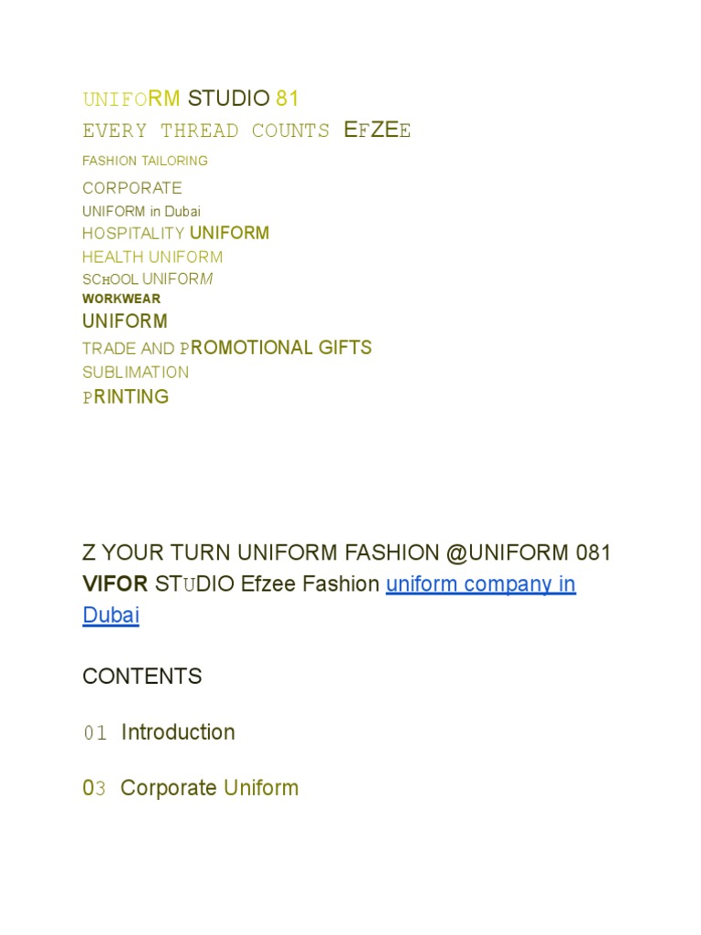 Corporate Uniform in Dubai | PDF