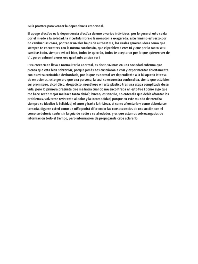 Guía Practica para Vencer La Dependencia Emocional | PDF | Relaciones personales, crianza y ...