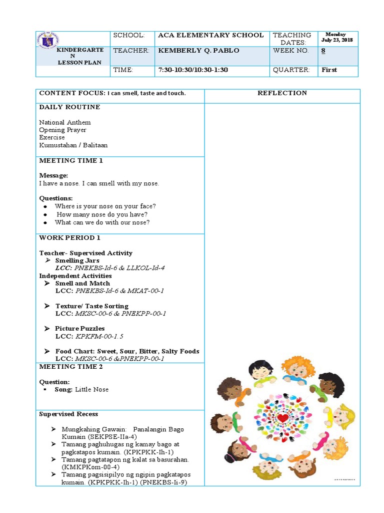 I Can Smell, Taste and Touch.: Kindergarte N Lesson Plan | PDF | Taste ...