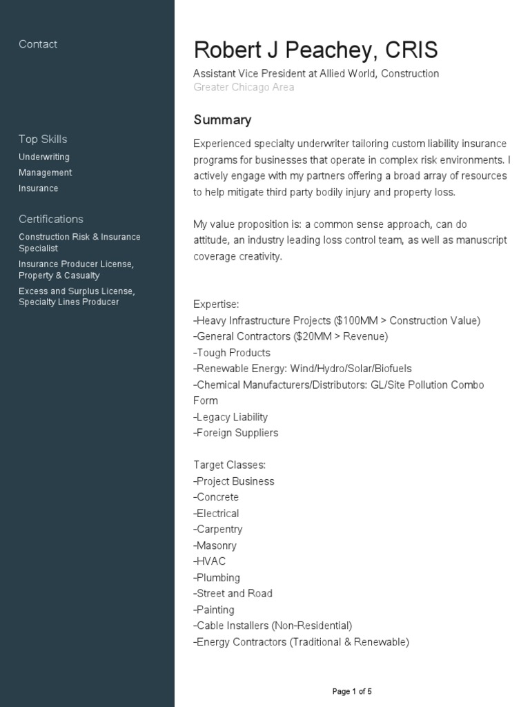 Robert Peachey | PDF | Underwriting | Insurance