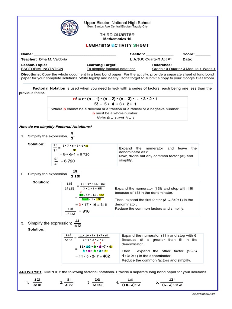 Simplifying Factorial Notation | PDF | Notation | Lexicology