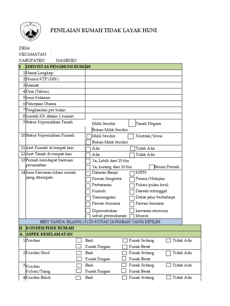 Format Penilaian RTLH | PDF