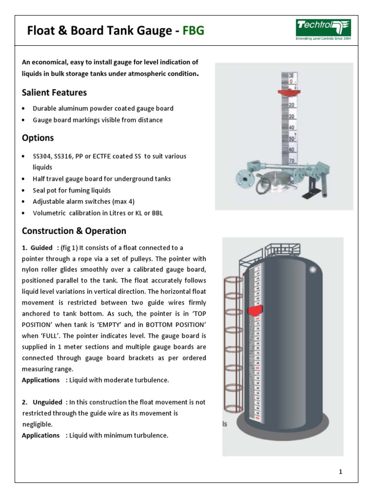 Techtrol Float Board Level Gauge | PDF | Pipe (Fluid Conveyance ...