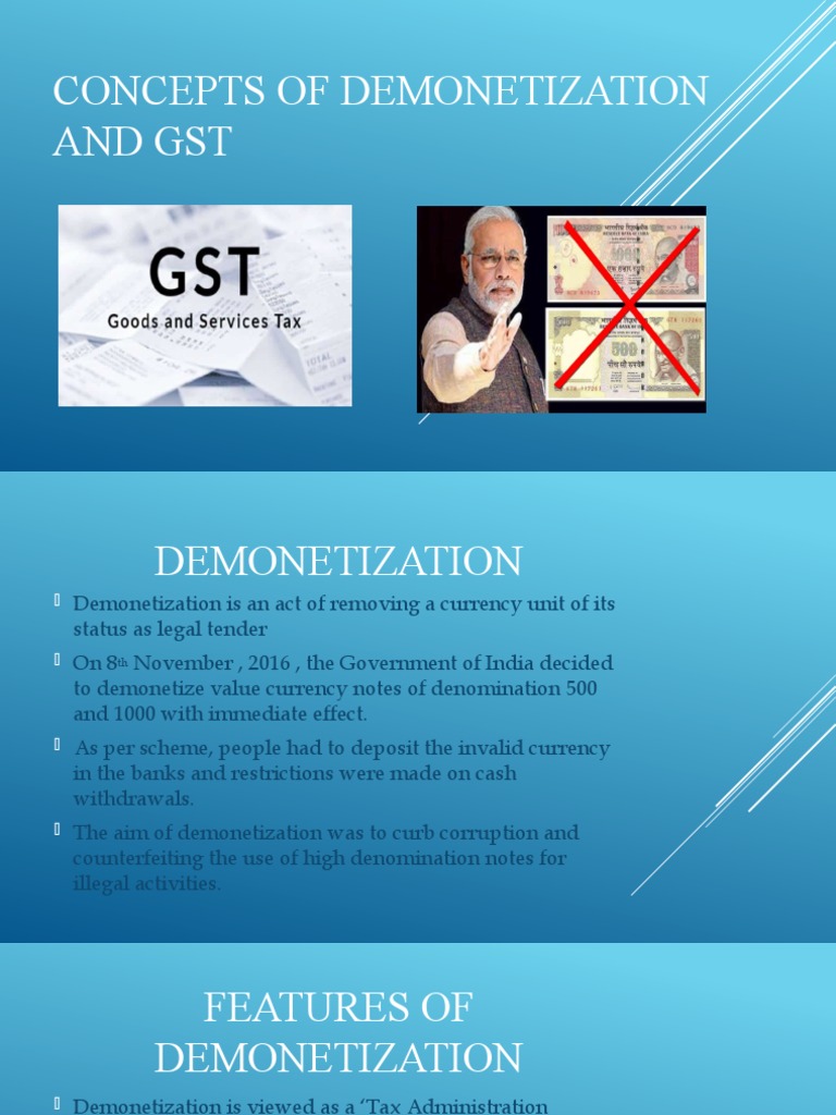 Concepts of Demonetization and GST | PDF | Legal Tender | Value Added Tax