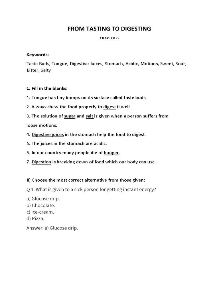 From Tasting To Digesting | PDF | Digestion | Taste