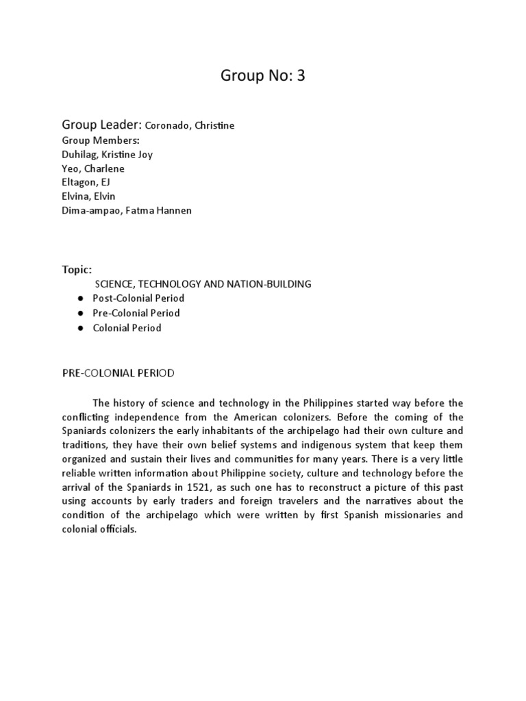 Group 3 Science and Technology in Nation Building | PDF | Philippines ...