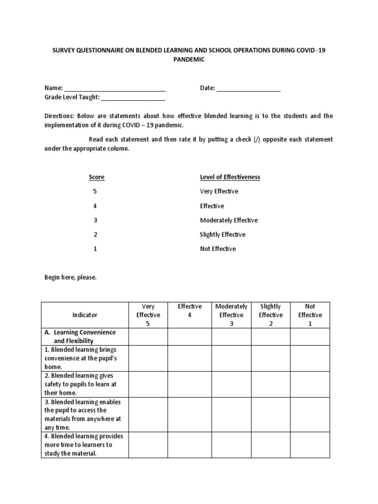 Blended Learning Effectiveness Survey | PDF | Learning | Teaching