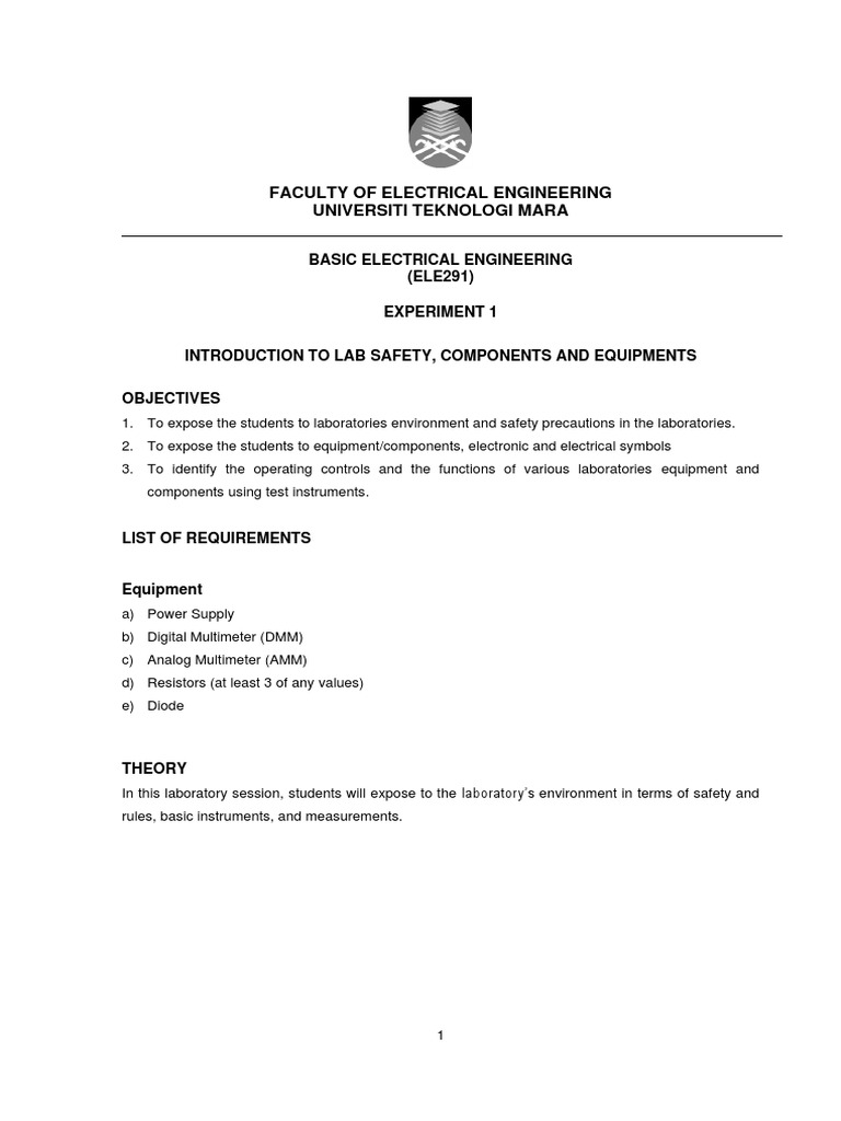 Experiment 1 | PDF | Passivity (Engineering) | Electrical Network