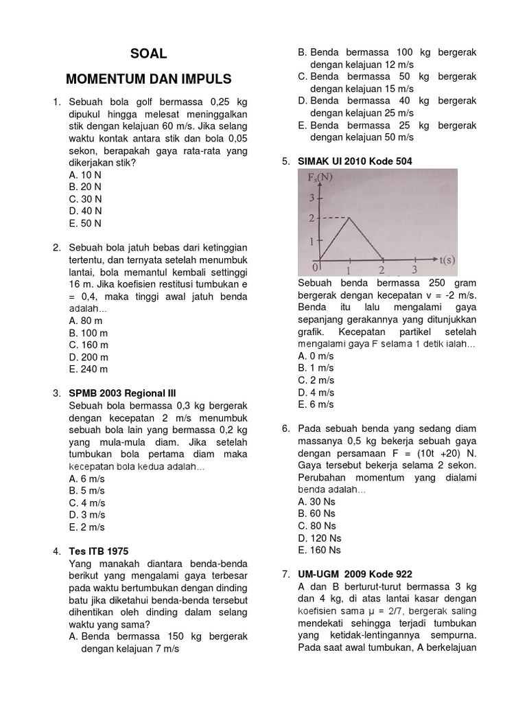 SOAL Momentum Dan Impuls | PDF