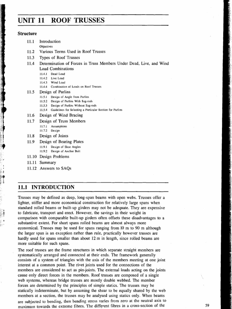 Steel Trusses Notes-1 | PDF | Truss | Bending
