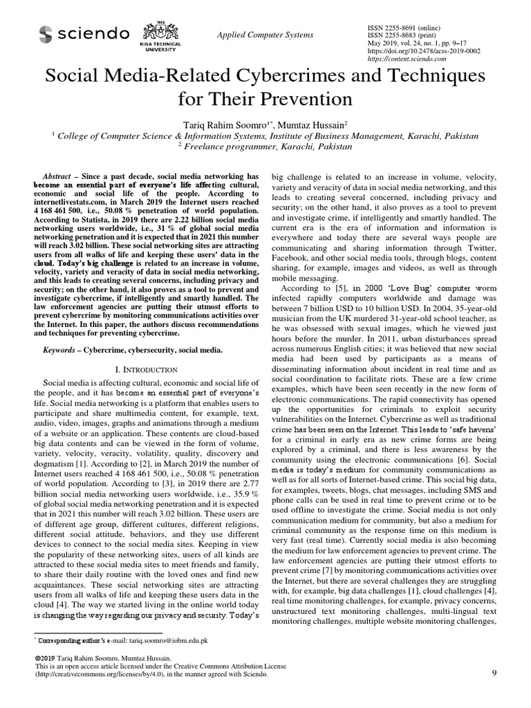 Social Media-Related Cybercrimes and Techniques Fo | PDF | Phishing ...