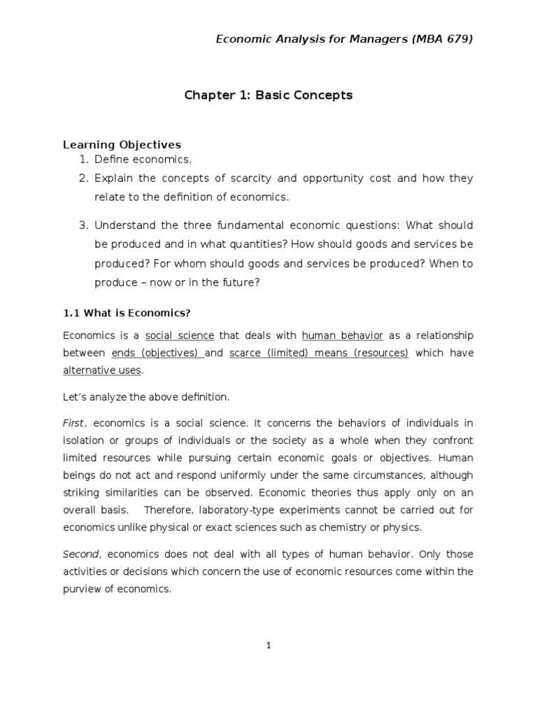 Chapter 1 Basic Concepts | PDF | Economics | Microeconomics