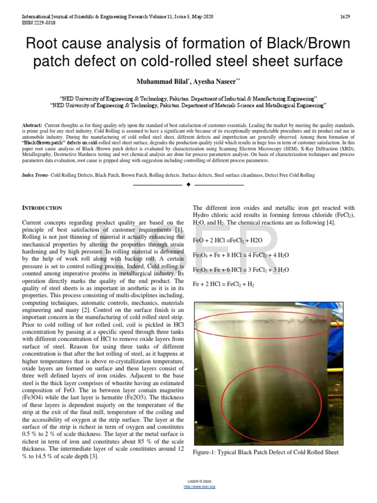 Publsihed Paper Root Cause Analysis of Formation of Black Brown Patch ...