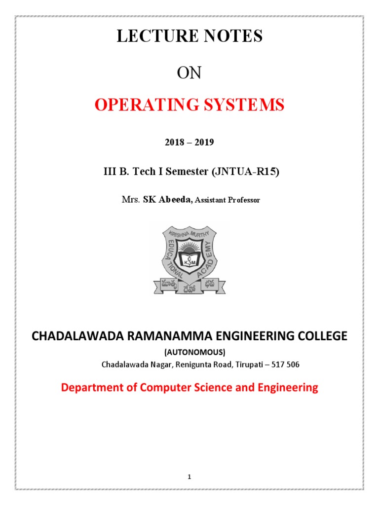 Operating Systems Lecture Notes-1 | Download Free PDF | Client–Server ...