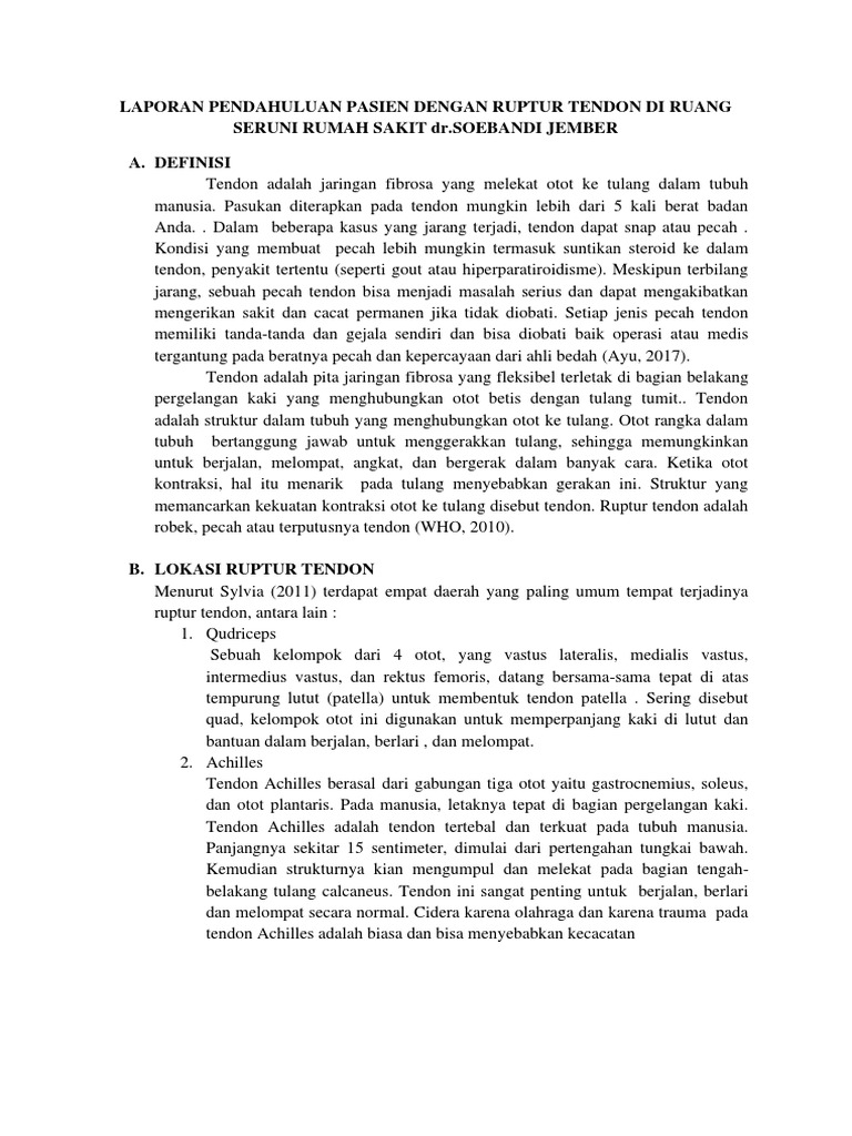 Ruptur Tendon | PDF