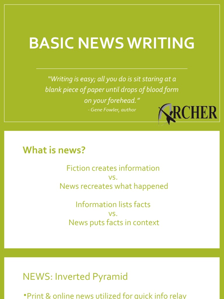Basic News Writing | PDF | News | Information