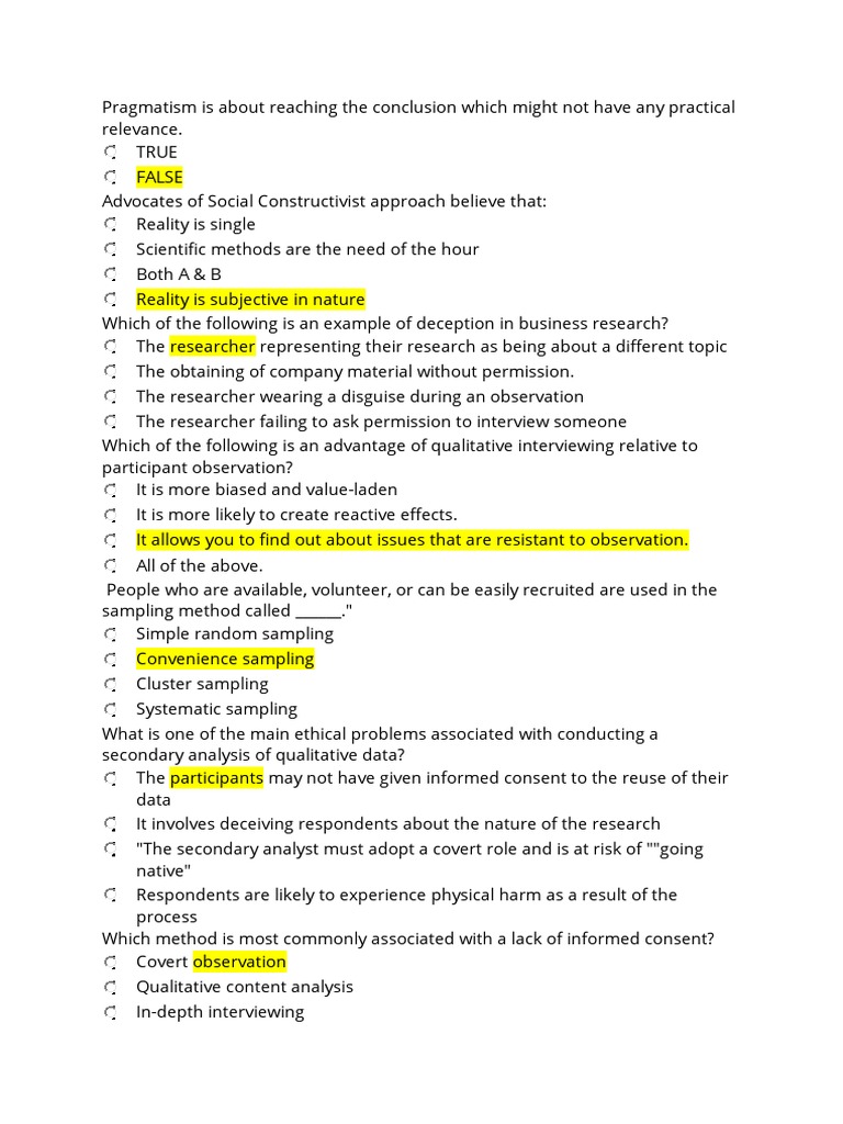 An Analysis of Survey Questions Regarding Research Methods, Ethics, and ...