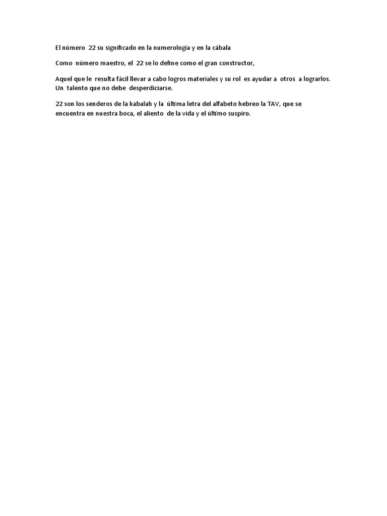 Significado del número 22 en cábala | PDF