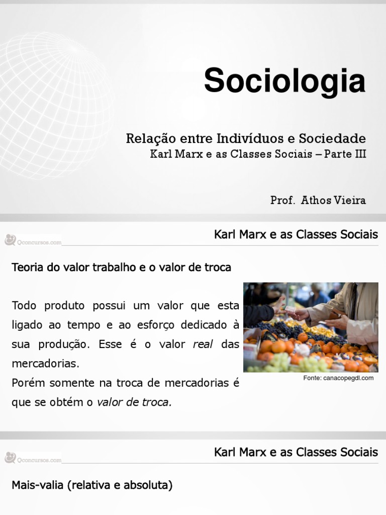 Karl Marx classes sociais valor trabalho alienação | PDF