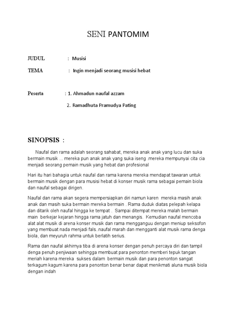 Pantomim Sinopsis | PDF | Seni