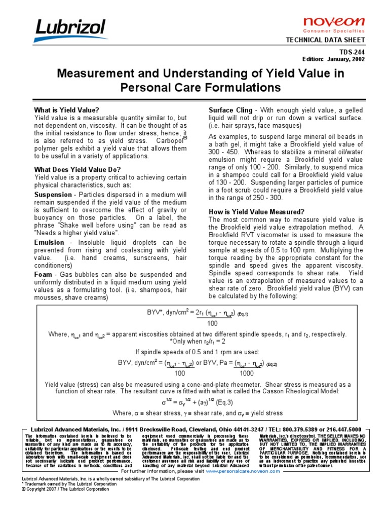 TDS-244 Measurement Understanding Yield Value Personal Care ...