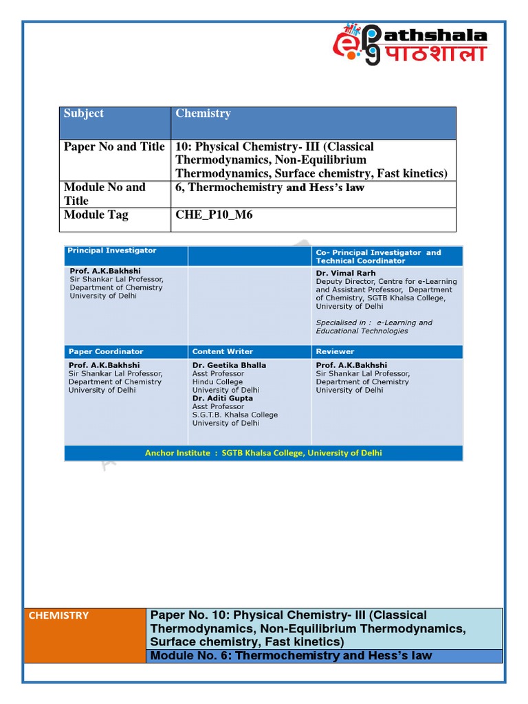 Hess Law Notes | PDF | Enthalpy | Heat