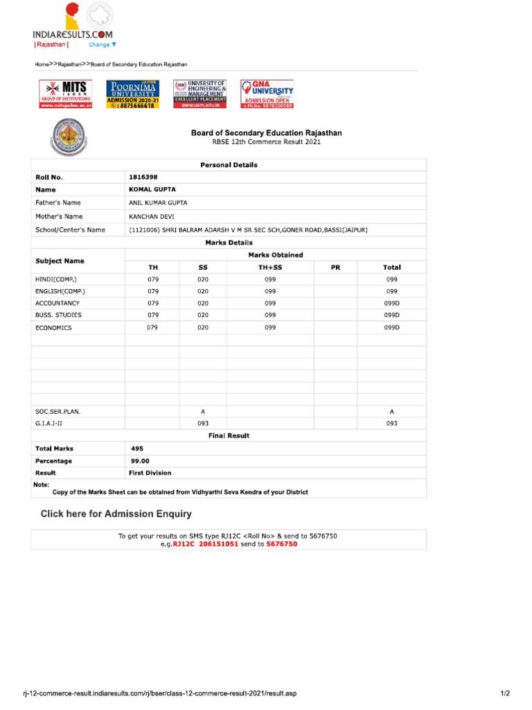 Komal Result | PDF
