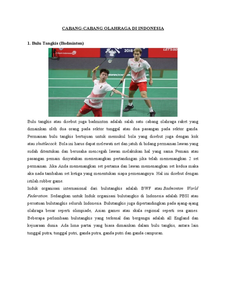 10 Cabang Cabang Olahraga Di Indonesia | PDF