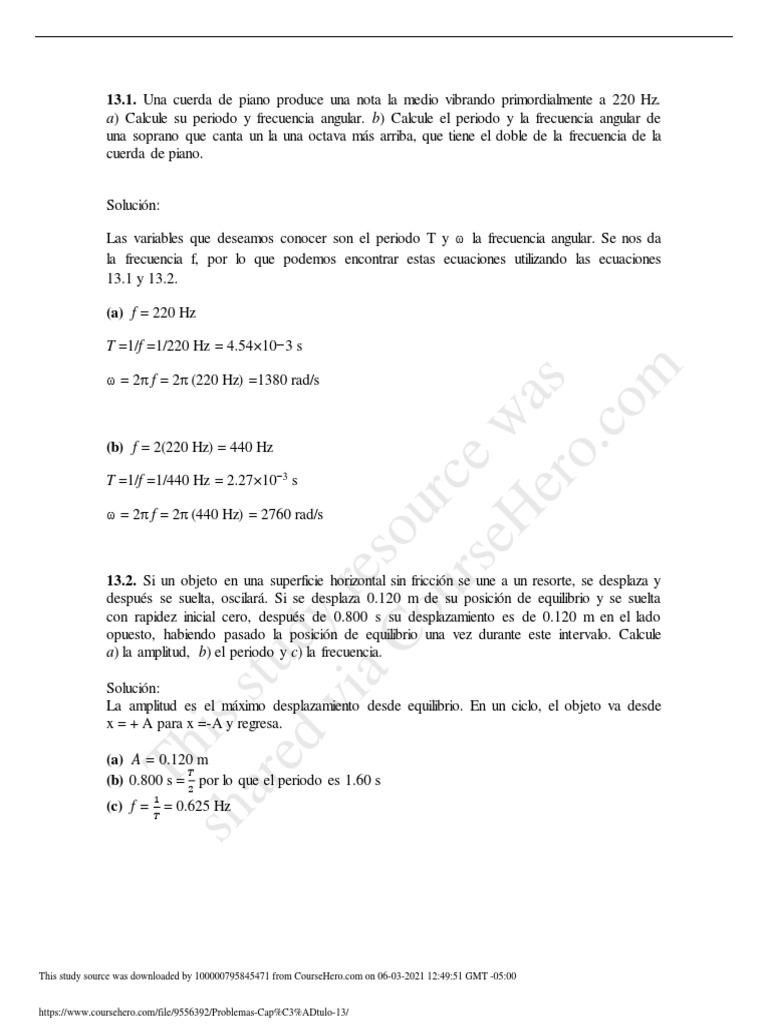Problemas Cap Tulo 13 | PDF | Frecuencia | Metrología
