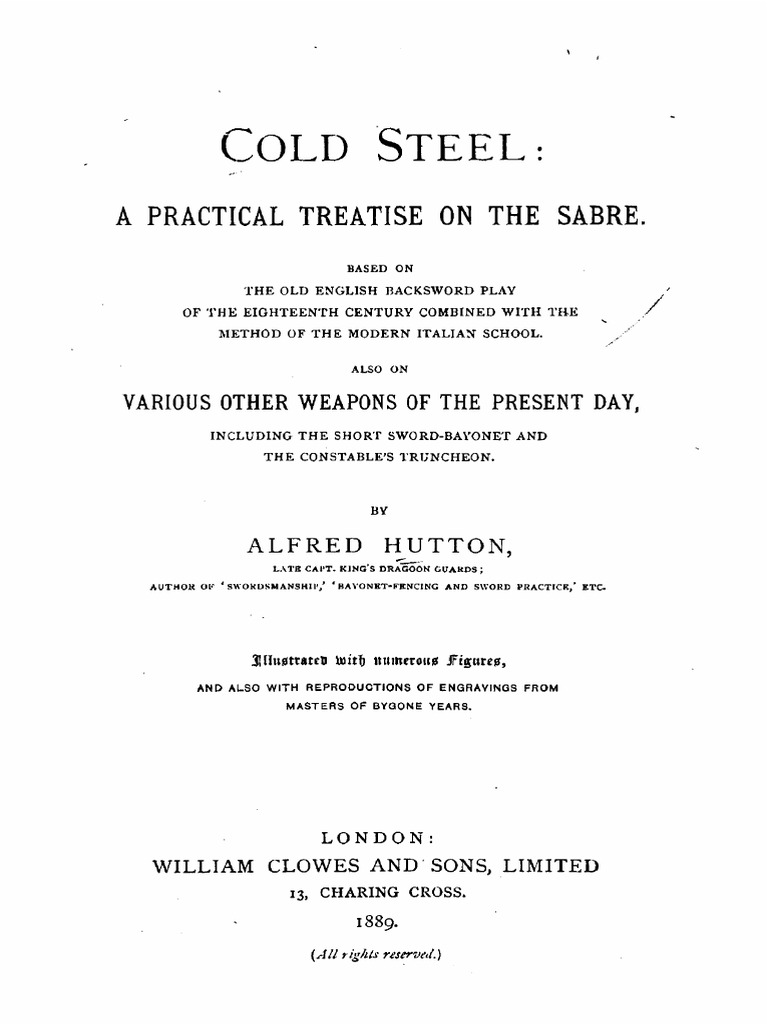 Alfred Hutton - Cold Steel A Practical Treatis | PDF