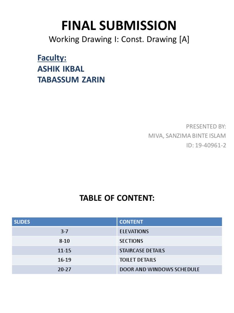 Final Submission: Working Drawing I: Const. Drawing (A) | PDF